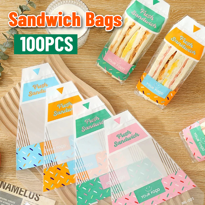 100Pcs Sandwich Bags Disposable Plastic Sandwich Baking Bread Pastry ...