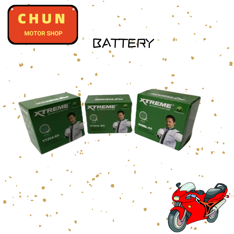 CHUN XTREME BATTERY MOTORCYCLE YTX4L-BS YTX5L-BS YTZ6A-BS | Shopee ...