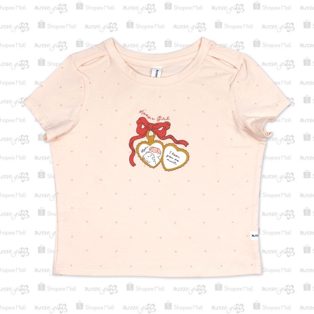 Moose Girl Peach Puff Blouse with Polka Dots and Print Details (GSBL ...