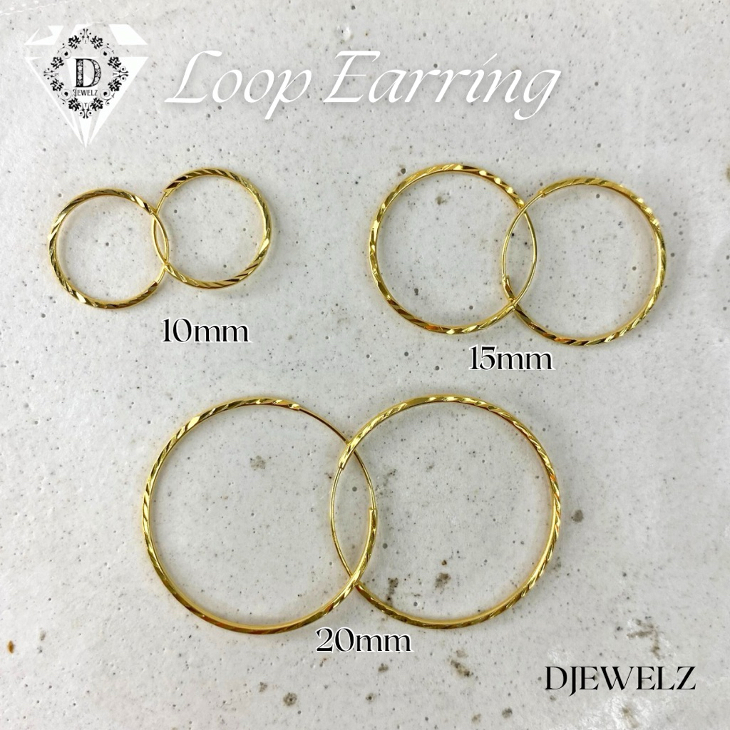 Pawnable 18K Loop Earring 8mm 10mm 15mm & 20mm (DJEWELZ) | Shopee ...