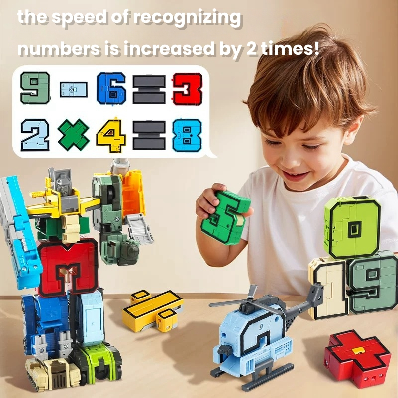 Timi Number Deformation Robot Toys, Assemble Building Blocks Kits ...
