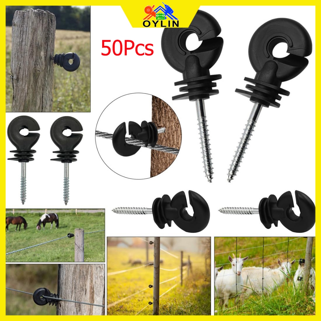 50 Pcs Black Electric Fence Insulator Screw-in Insulator Fence Ring ...