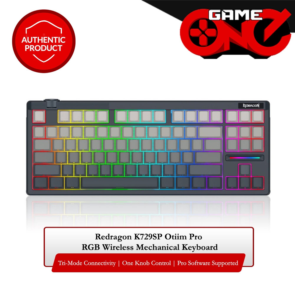 Redragon K729SP Otiim Pro Tri-Mode 87 Keys TKL RGB Wireless Mechanical Keyboard - Gradient Black ...