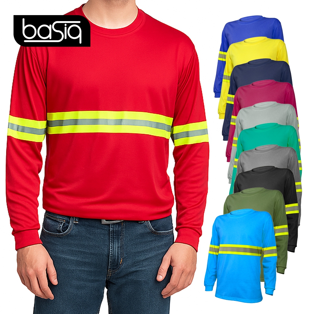 3 for 360 Men's Reflectorize Strips Long-Sleeve for Safety Construction ...