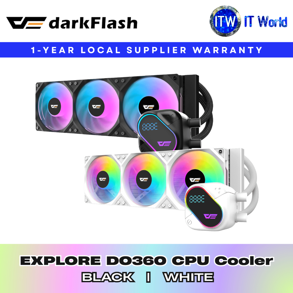 DarkFlash CPU Cooler EXPLORE DO360 ARGB LCD 360mm AIO Liquid Cooler ...