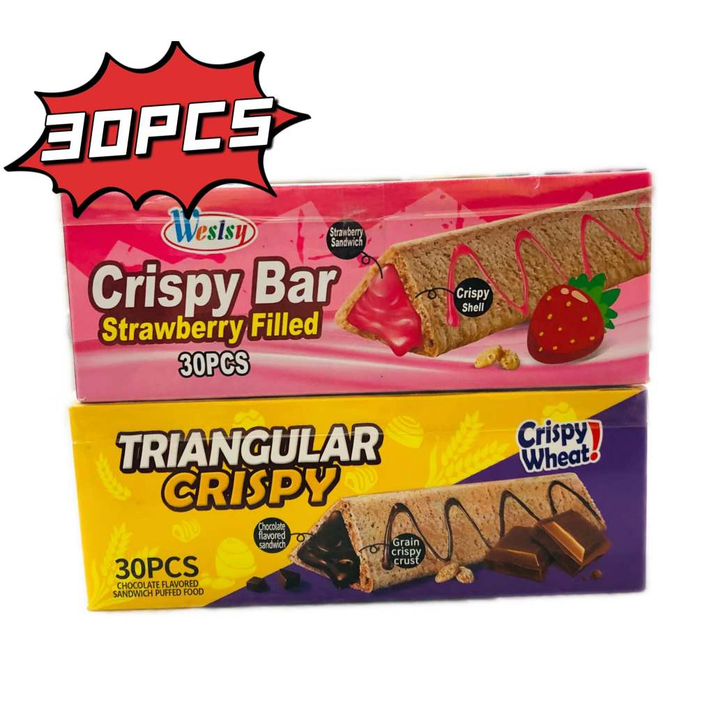 30PCS/1BOX CRISPY BAR STRAWBERRY FILLED CRISPY & TRIANGULAR CRISPY ...