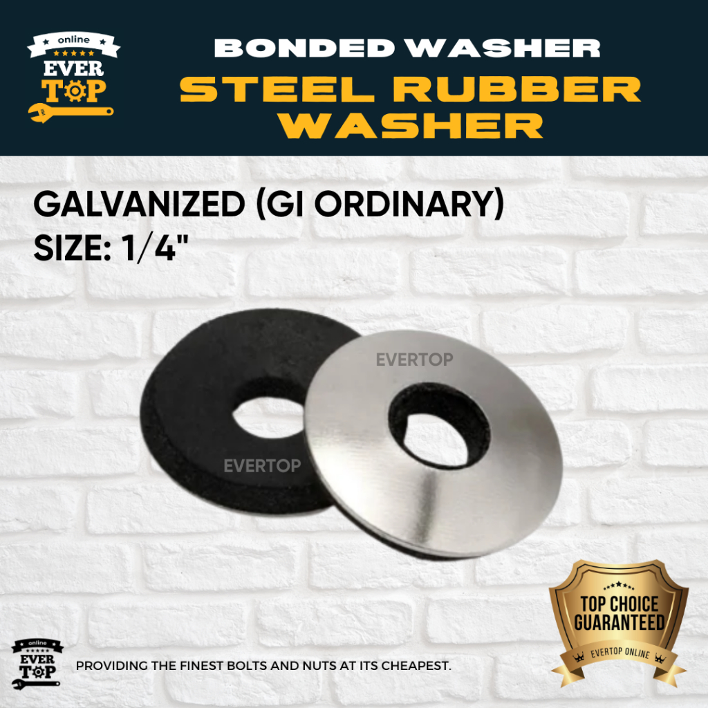 1/4" Steel Rubber Washer GI Galvanized (EPDM Neoprene Bonded Sealing ...