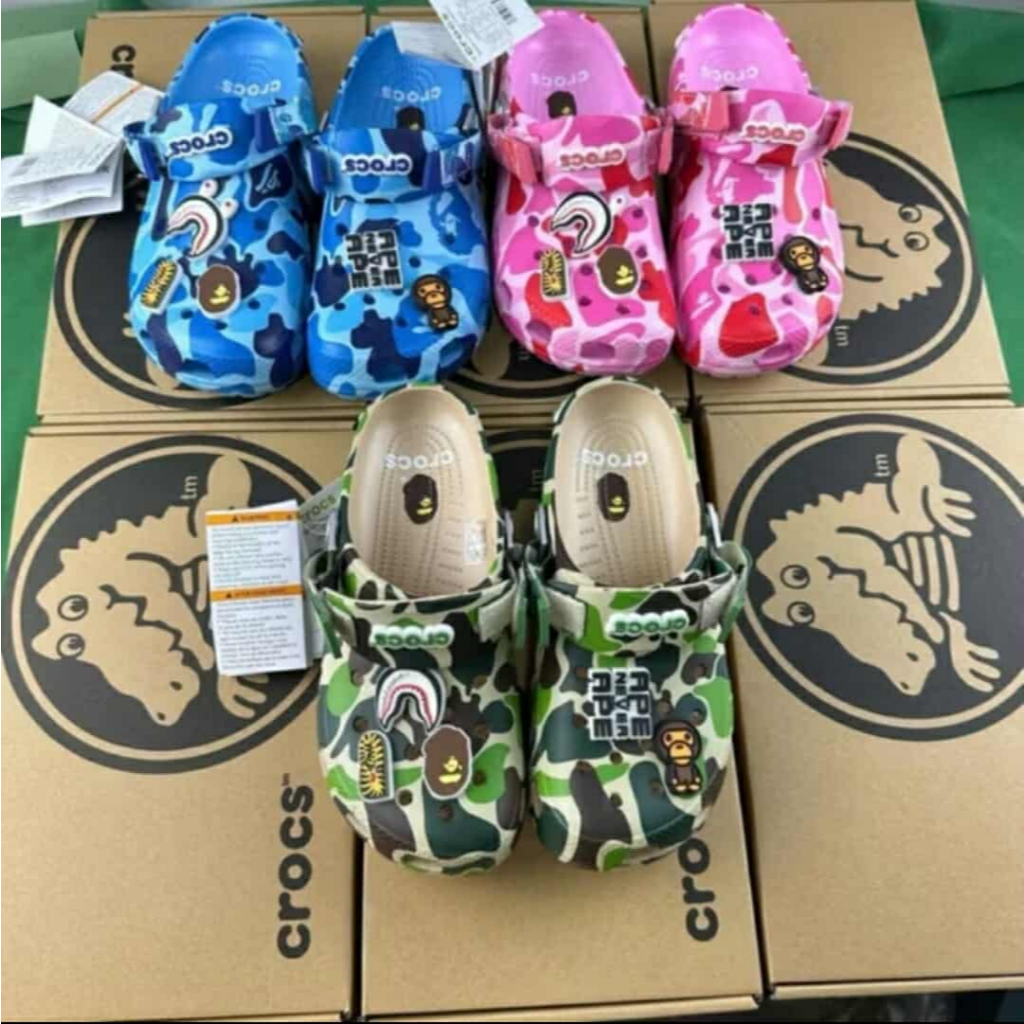 A BATHING APE x Crocs Classic clog New summer bape joint name men's and ...
