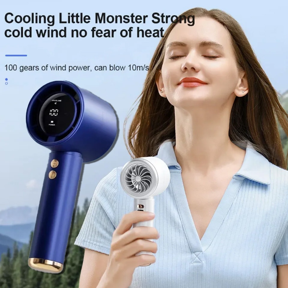 New Portable Mini Fan 0-100 Level 2025 USB Rechargeable Handheld Fan ...
