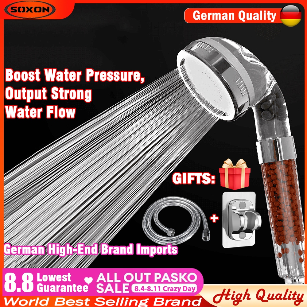 SOXON High Pressure Negative Ion Activated Handheld Shower Head Clear ...