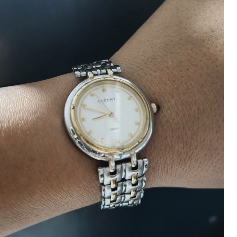 Seiko Lucent Medium Face 2-tone Black cabochon crown Anti magnetic ...
