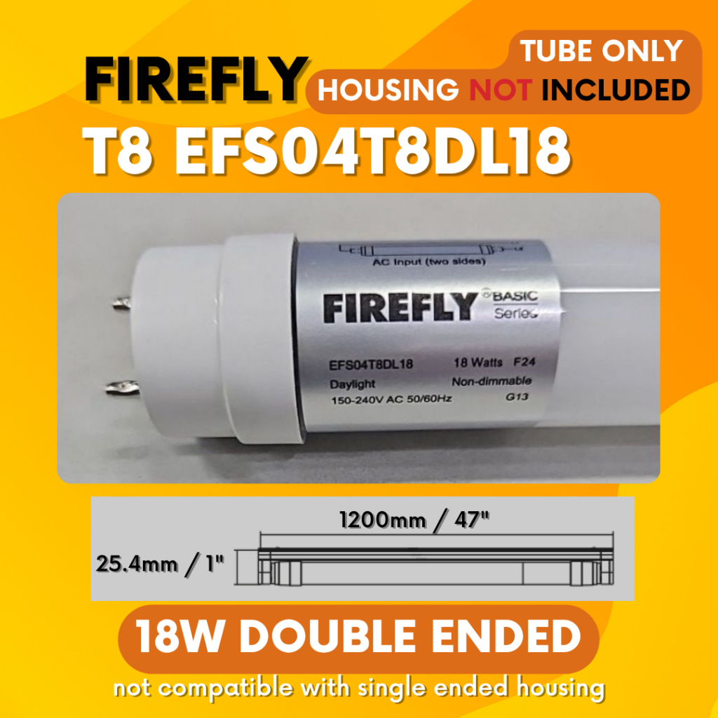 Firefly T8 T5 Tube only or Set Single or Double Ended 8w, 9w,16w,18w ...