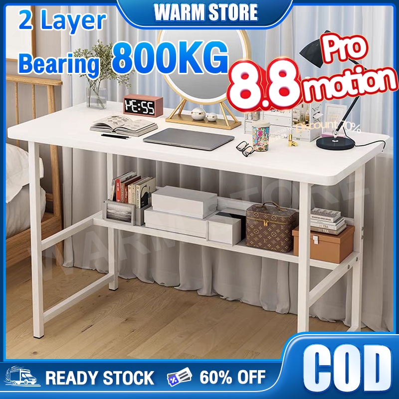 【8.8】2 Layer Desktop Computer Desk 140CM Office Table Modern Home ...