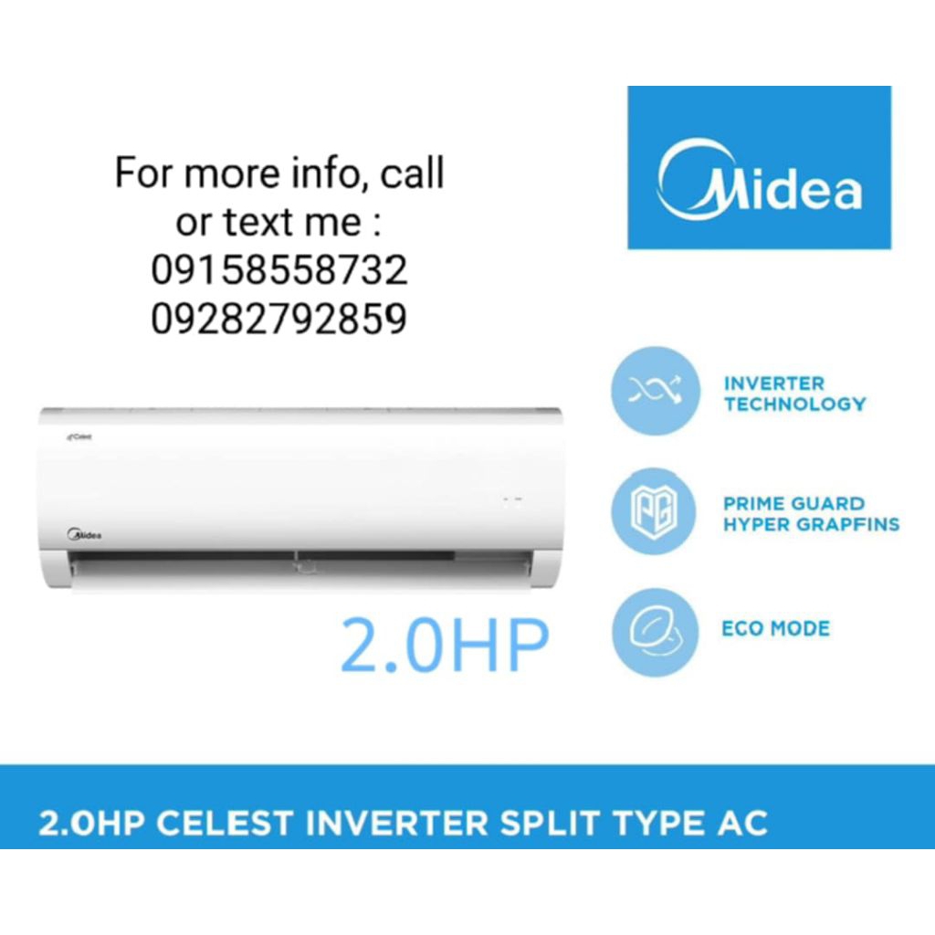 MIDEA 2.0HP Celest Split Type Inverter Airconditioner | Shopee Philippines