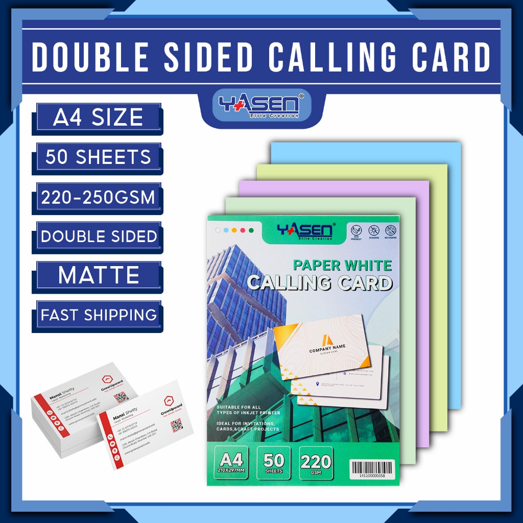 Yasen Double-Sided Matte Calling Card Paper A4 Size Cardstock Paper (50 ...