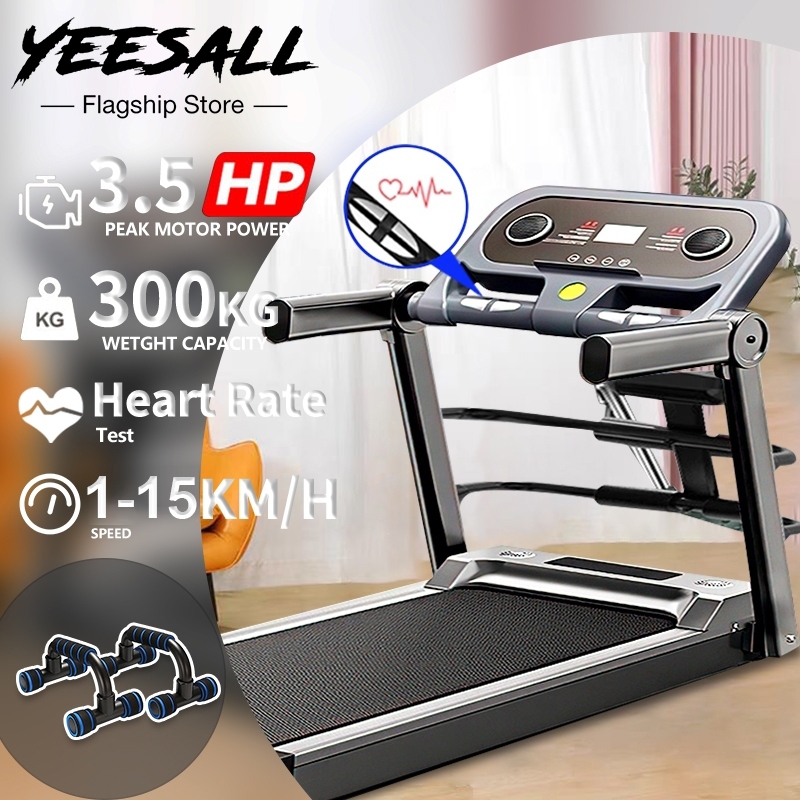 Electric Treadmill with Armrests Walking Pad 3.5HP Multi-Program 1-15KM ...