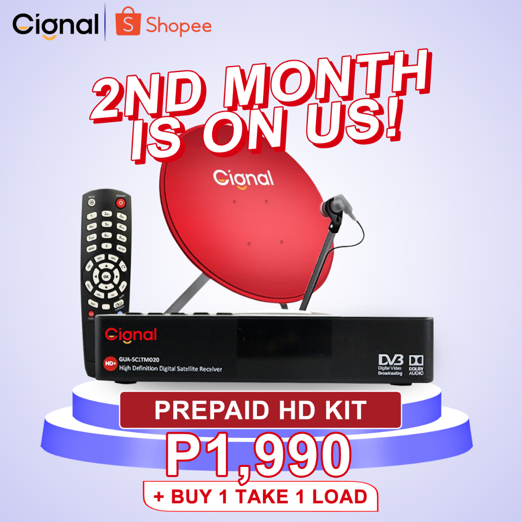 CIGNAL Prepaid HD Digital TV Box Receiver kit with FREE 2nd month load ...