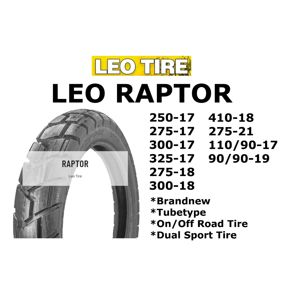 LEO RAPTOR 6 PLY RATING (LEO TIRE BRAND) TUBETYPE | Shopee Philippines