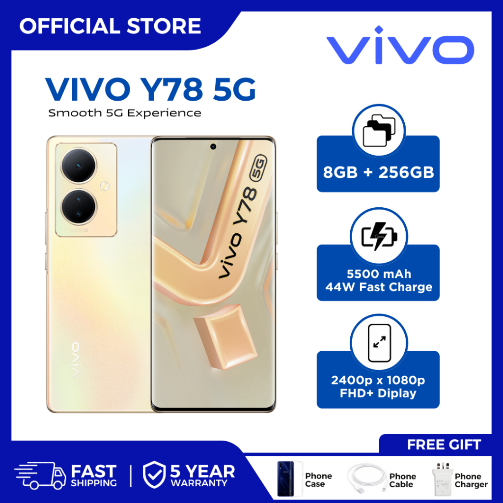 Vivo Y78 5G Smartphone | 6.78'' AMOLED 120Hz Display | 8GB RAM + 256GB ...