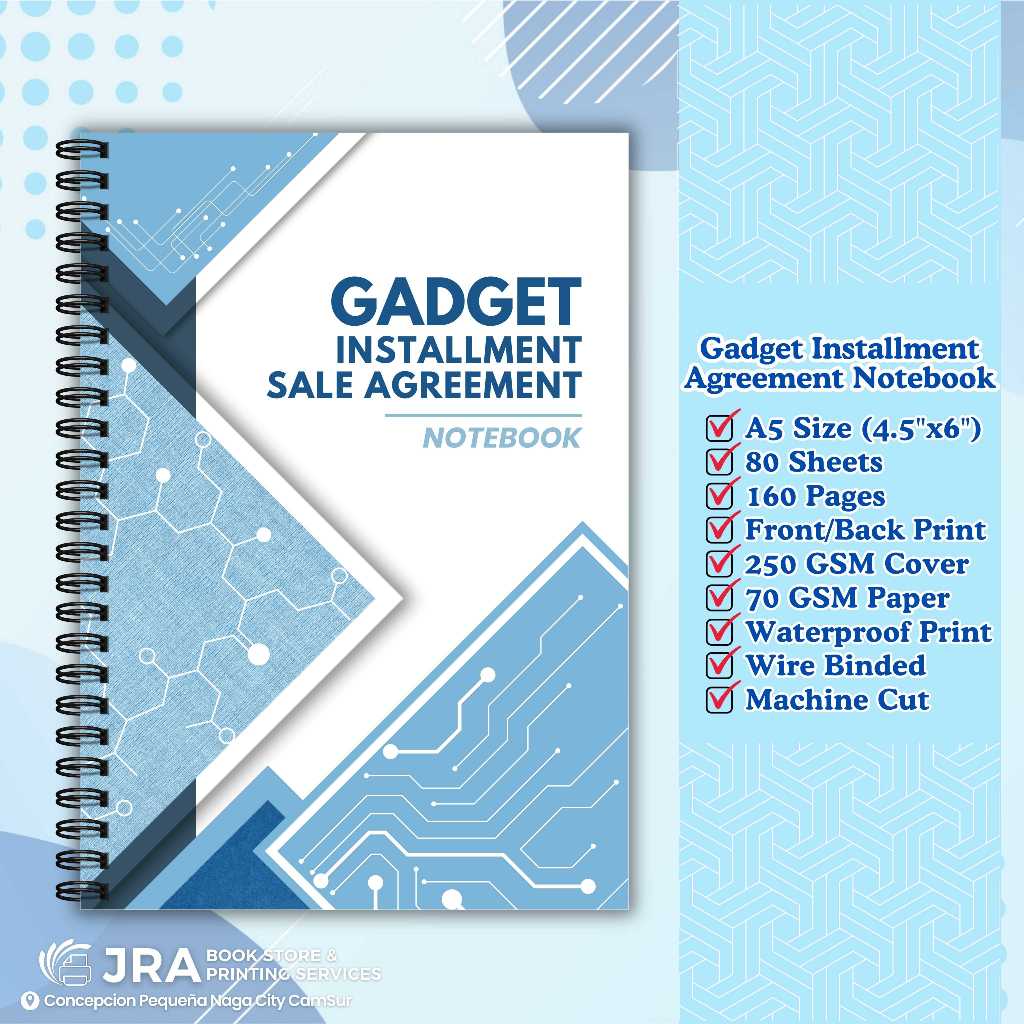 Gadget Installment Sale Contract Agreement Logbook | Dual Language ...
