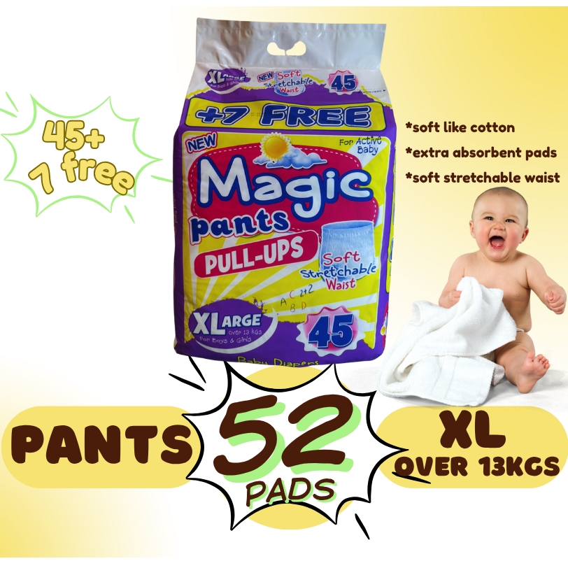 MAGIC PANTS BABY DIAPER XL by 45+7free pads | Shopee Philippines