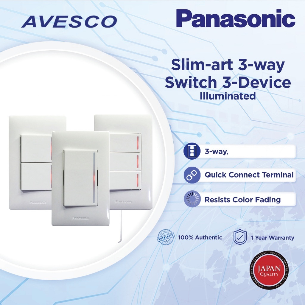 Panasonic | Slim-art 3-way Switch 3-Device | Illuminated | 1,2, & 3 ...