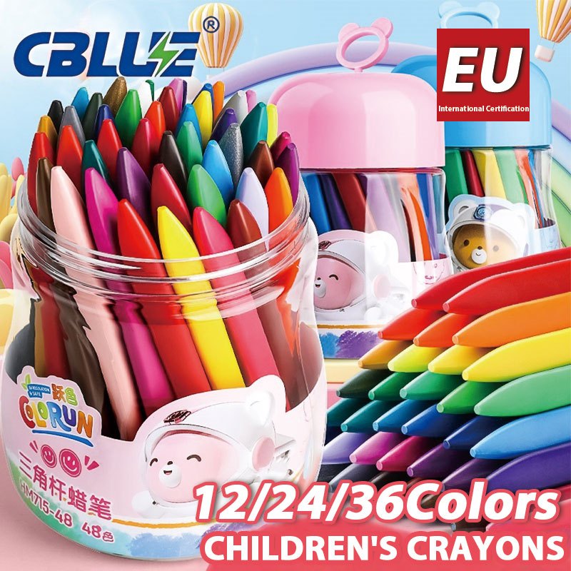CBLUE 36 Colors Plastic Crayons For Kids Painting Non-toxic Non-dirty ...