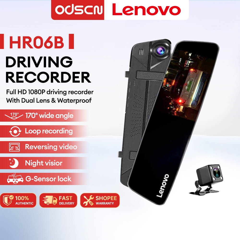 ODSCN x LENOVO Dual Lens Car DVR Rearview Mirror Camera FHD 1080P 4.39 ...