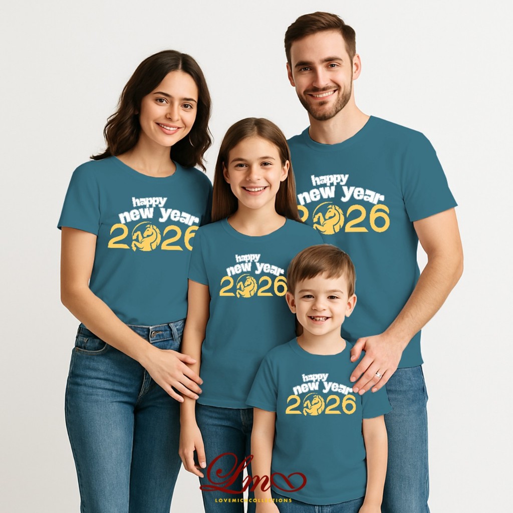 Transformative Teal Happy NY Family Shirt Set Color of the Year 2026 ...