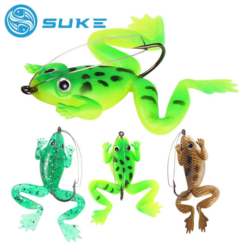 （cod）SUKE Black Fish Bait With Single Hook Frog Soft Bait Soft Insect ...