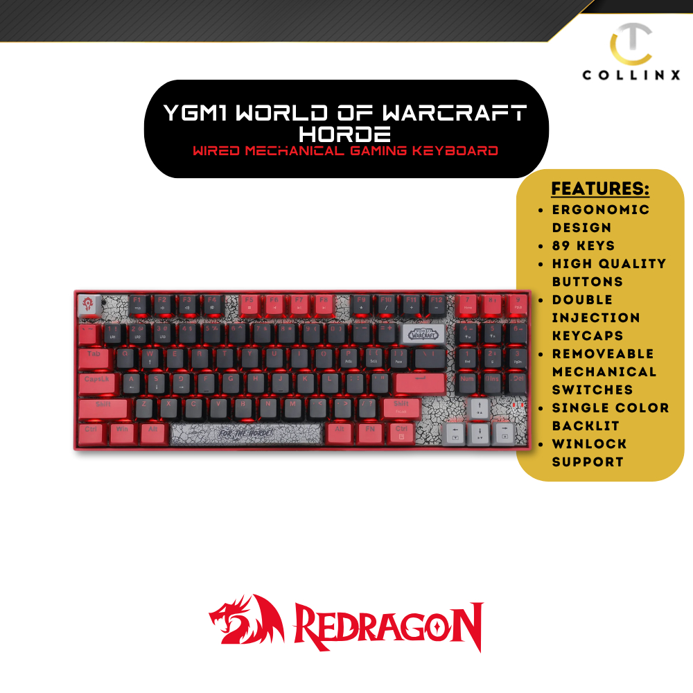 Redragon YGM1 World of Warcraft HORDE Wired Mechanical Gaming Keyboard ...