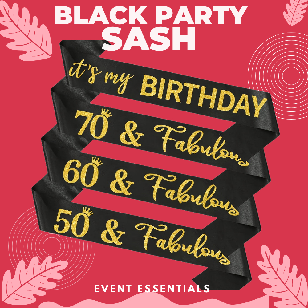 2PCS Black Birthday Sash | Elegant Satin Sash for Men & Women ...