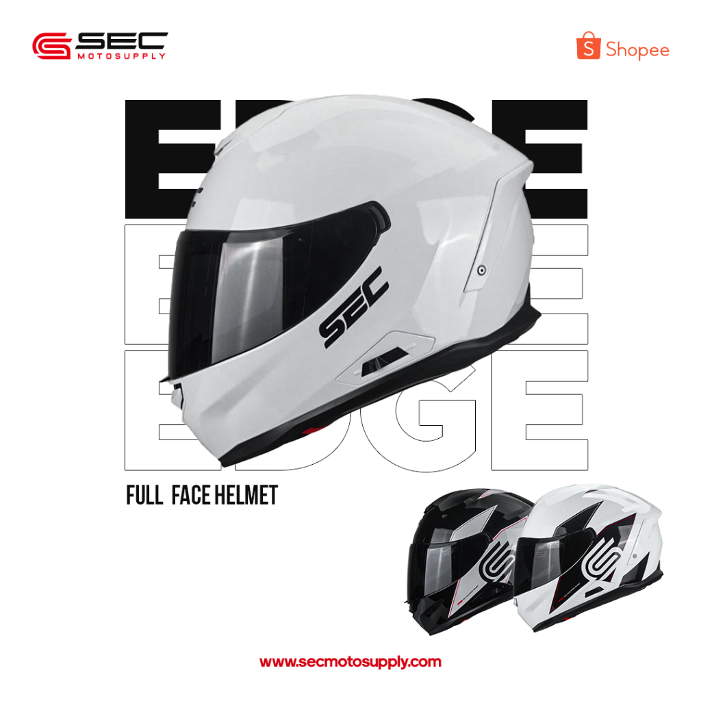 SEC Full Face Helmet For Motorcycle Edge (Gloss) (M-XL) | Shopee ...