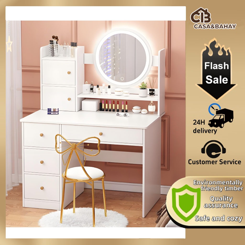 60/80cm Dressing Table With LED Mirror Home Make Up Desk With Large ...