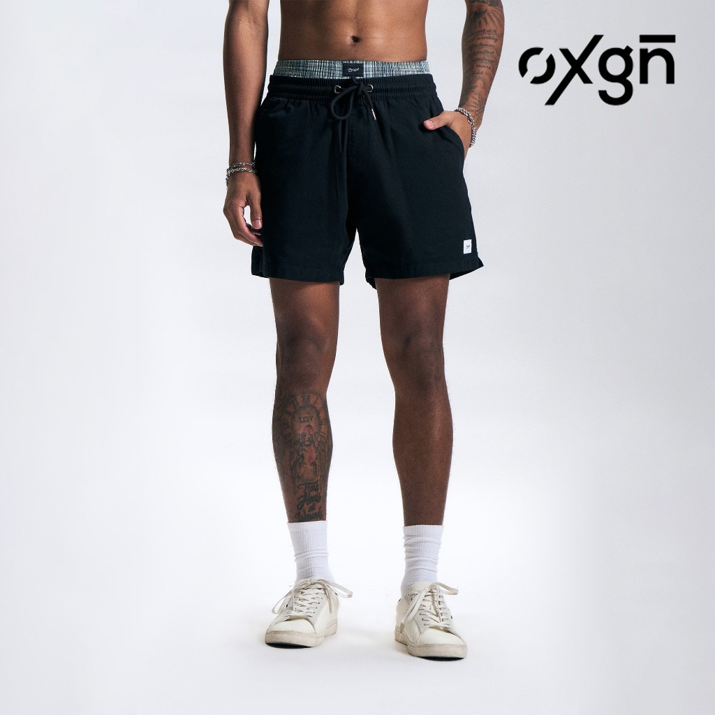 OXGN Pull-Up Shorts For Men (Black/Bone/Dark Gray) | Shopee Philippines