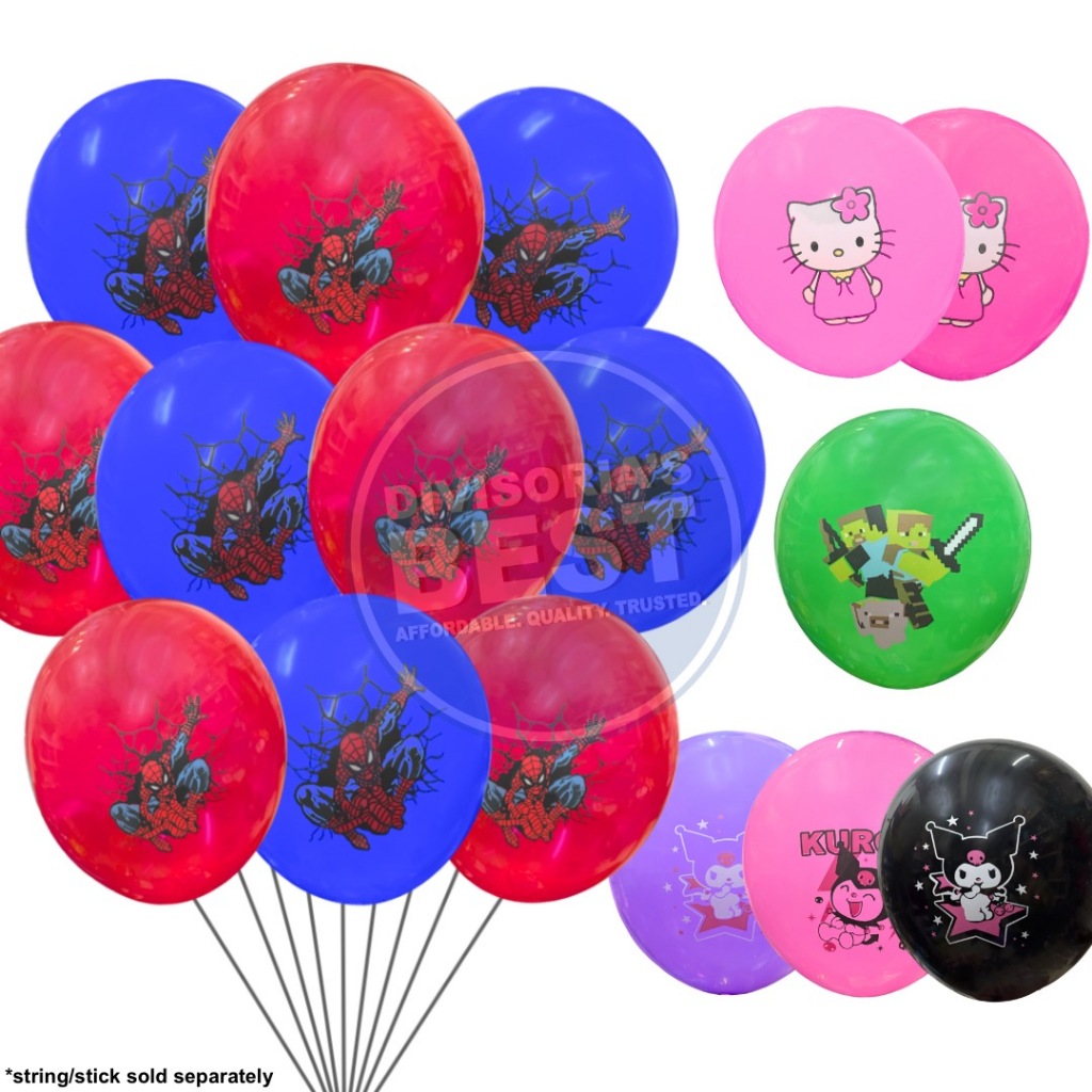 PS-567 (10 pcs) Character Latex Balloons 12 Inches Character Spiderman ...