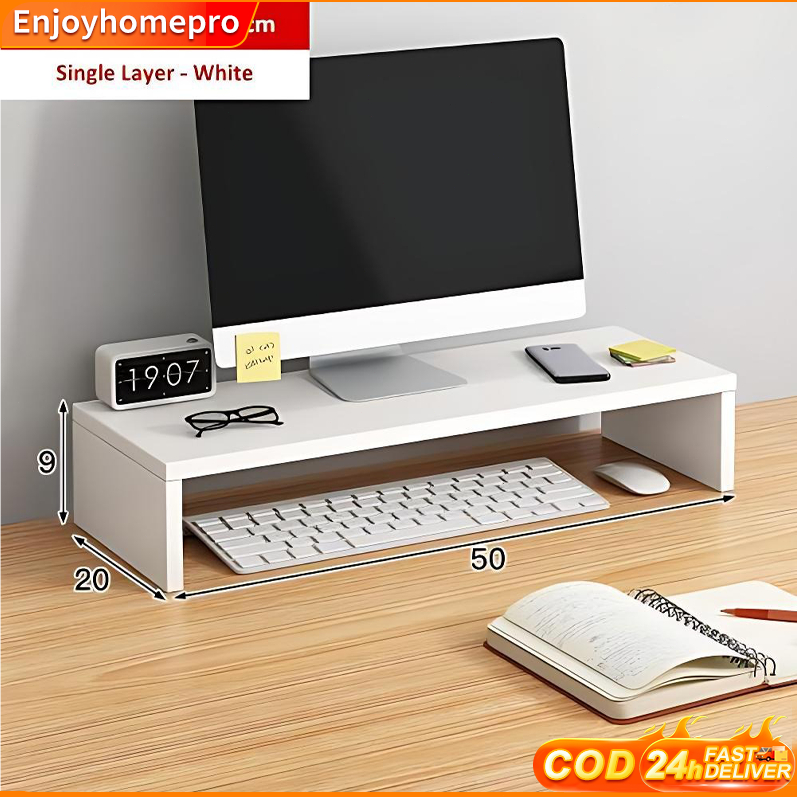 ⚡ COD⚡Wooden Computer Monitor Stand with Keyboard Storage-1/2 Layer ...