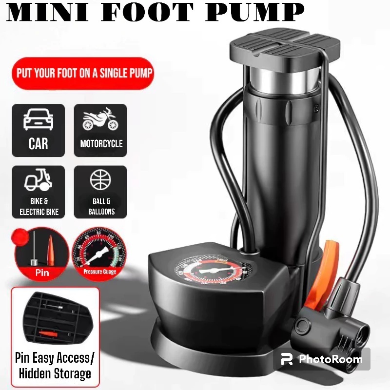 Portable High-Pressure Foot Pump Easy-to-Read Dial Heavy Compressor ...