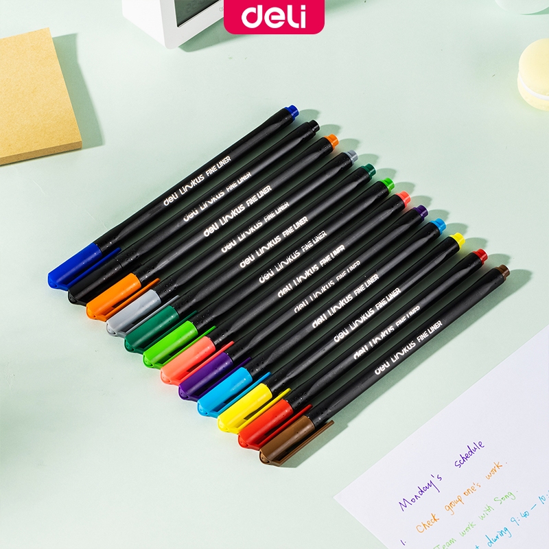 Deli 6/12 Color Pigment Fine Liners Pen Marker Sketching Drawing EQ900 ...