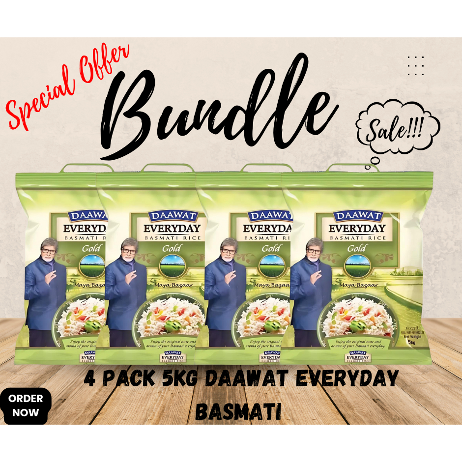 Daawat Everyday Gold Premium Basmati Rice 4 Pack 5KG Bundle | Shopee ...