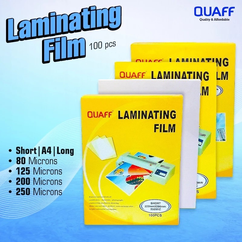 Quaff Short A4 Long Laminating Film 125 Micron & 250 Hot 100 Sheets ...