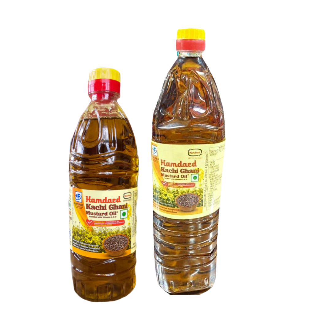 Hamdard Kachi Ghani Mustard Oil 500ml 1L Fortified with Vitamin A & D ...