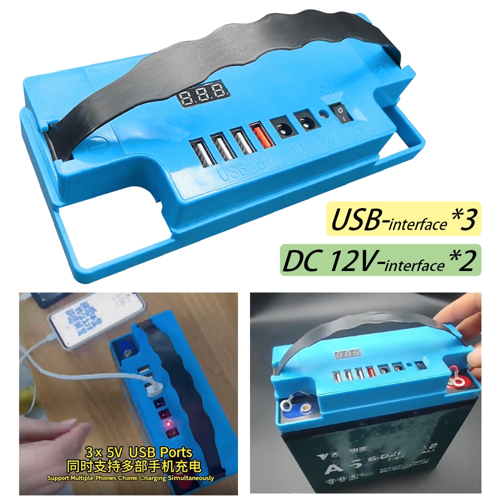 12V battery cover with multiple USB ports, fast charging, independent ...