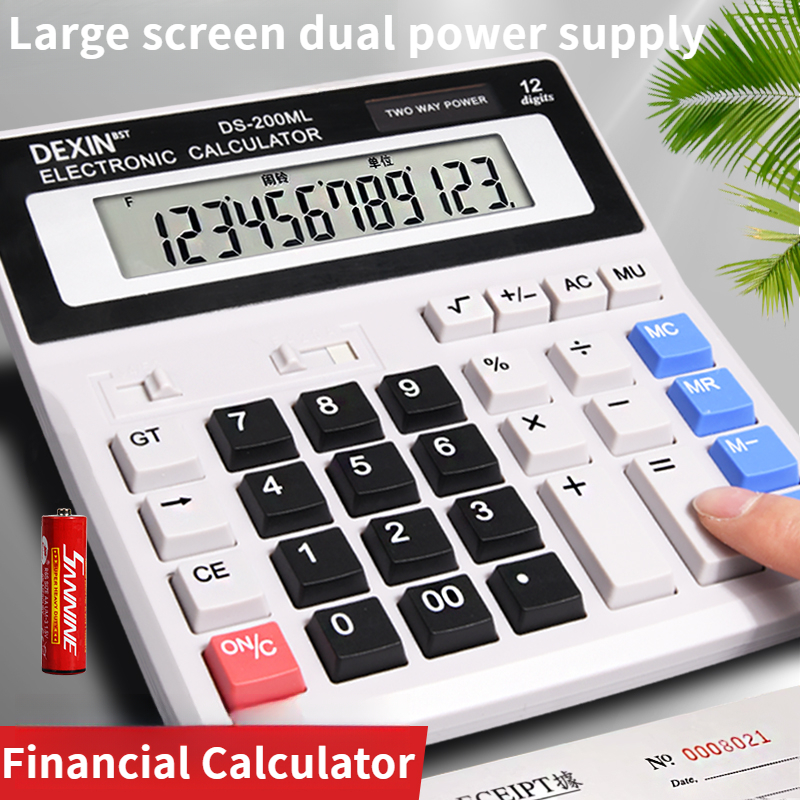 Basic Calculator Dual Power 12 Digit Display Big Screen Desktop ...