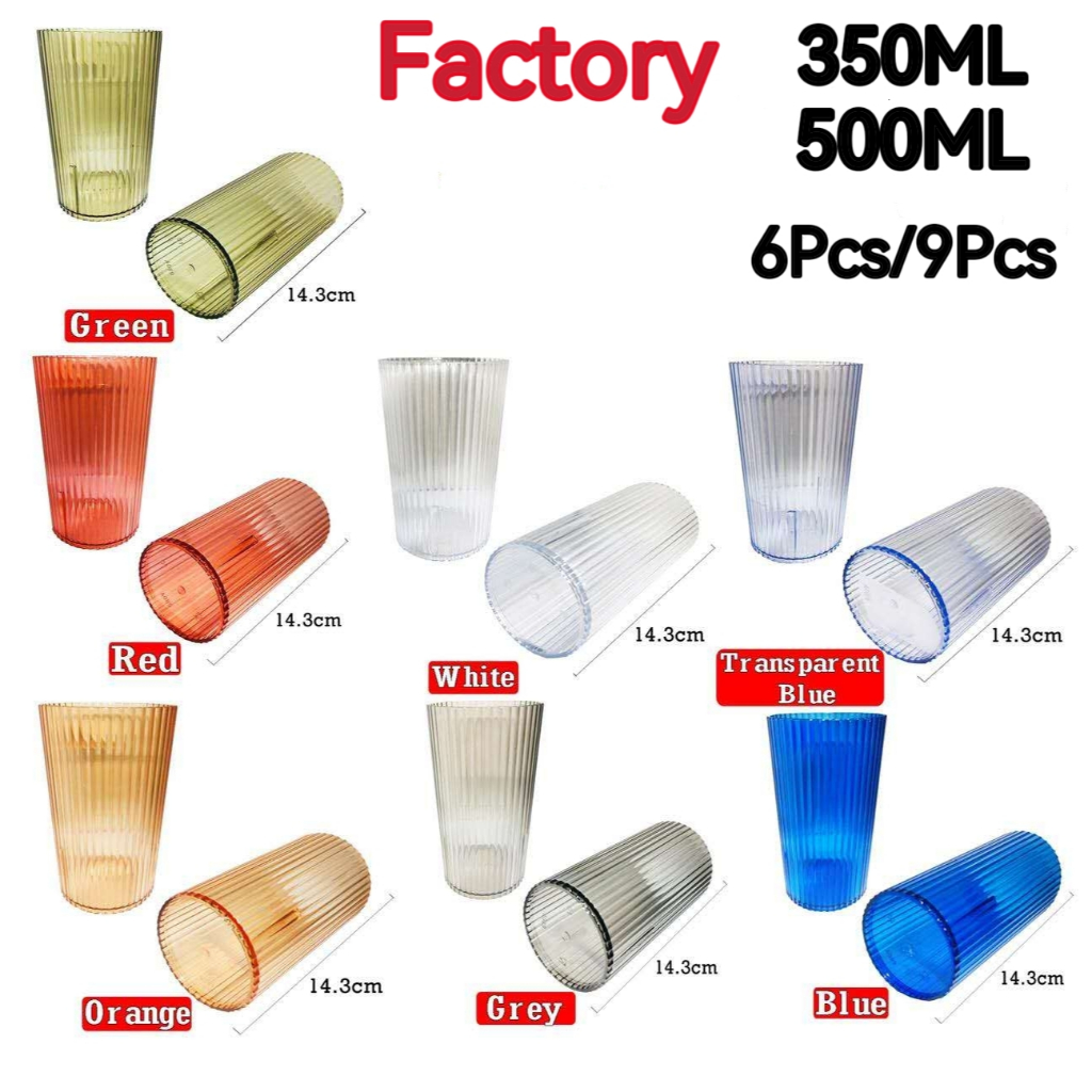 350ML 550ML 6Pcs/Set NonToxic High Grade Acrylic Plastic Drinking Glass Water Cup | Shopee ...