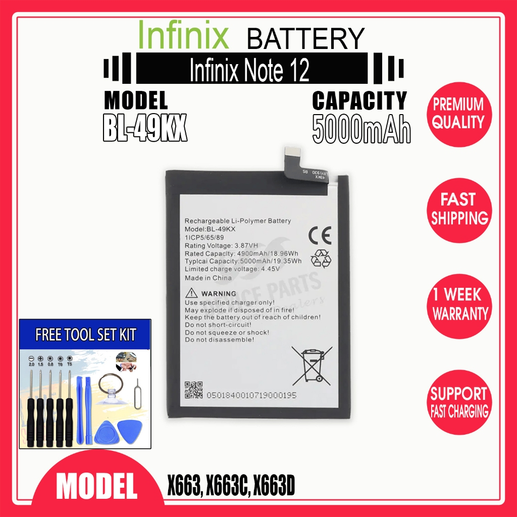 BL-49KX BATTERY FOR INFINIX NOTE 12 BATTERY MODEL BL-49KX 5000MAH ...
