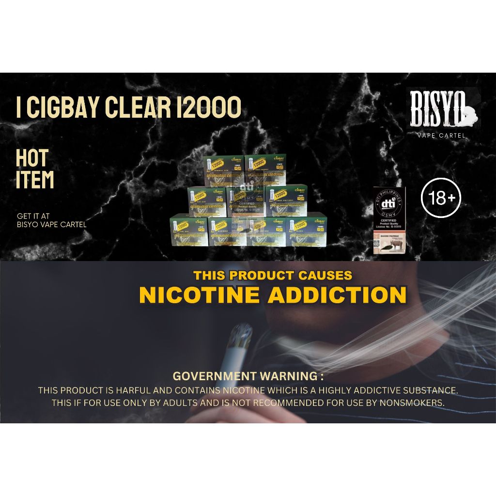 CIGBAY 12000 CLEAR (SOLD SEPARATELY POD & BATTERY) | Shopee Philippines