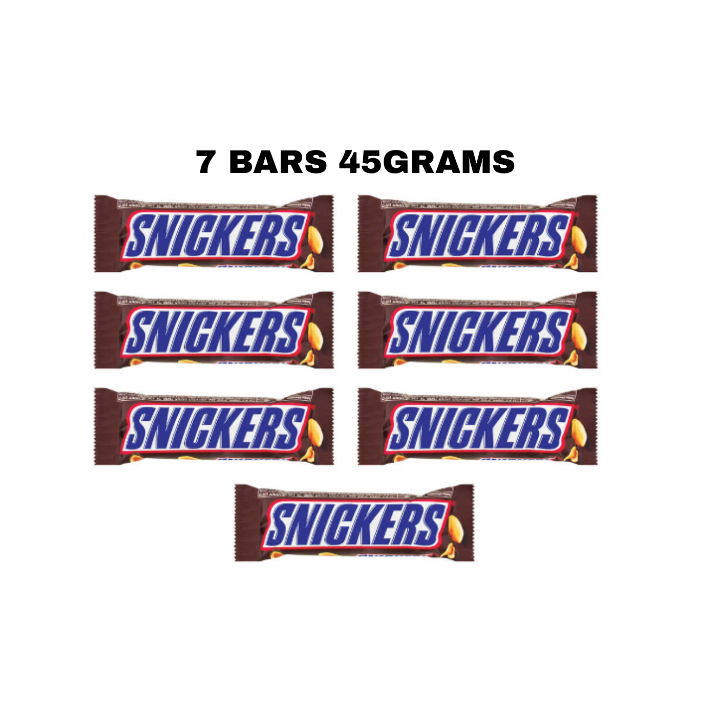 [7 BARS] SNICKERS BAR 45GRAMS MILK CHOCOLATE WITH NOUGHAT IMPORTED ...