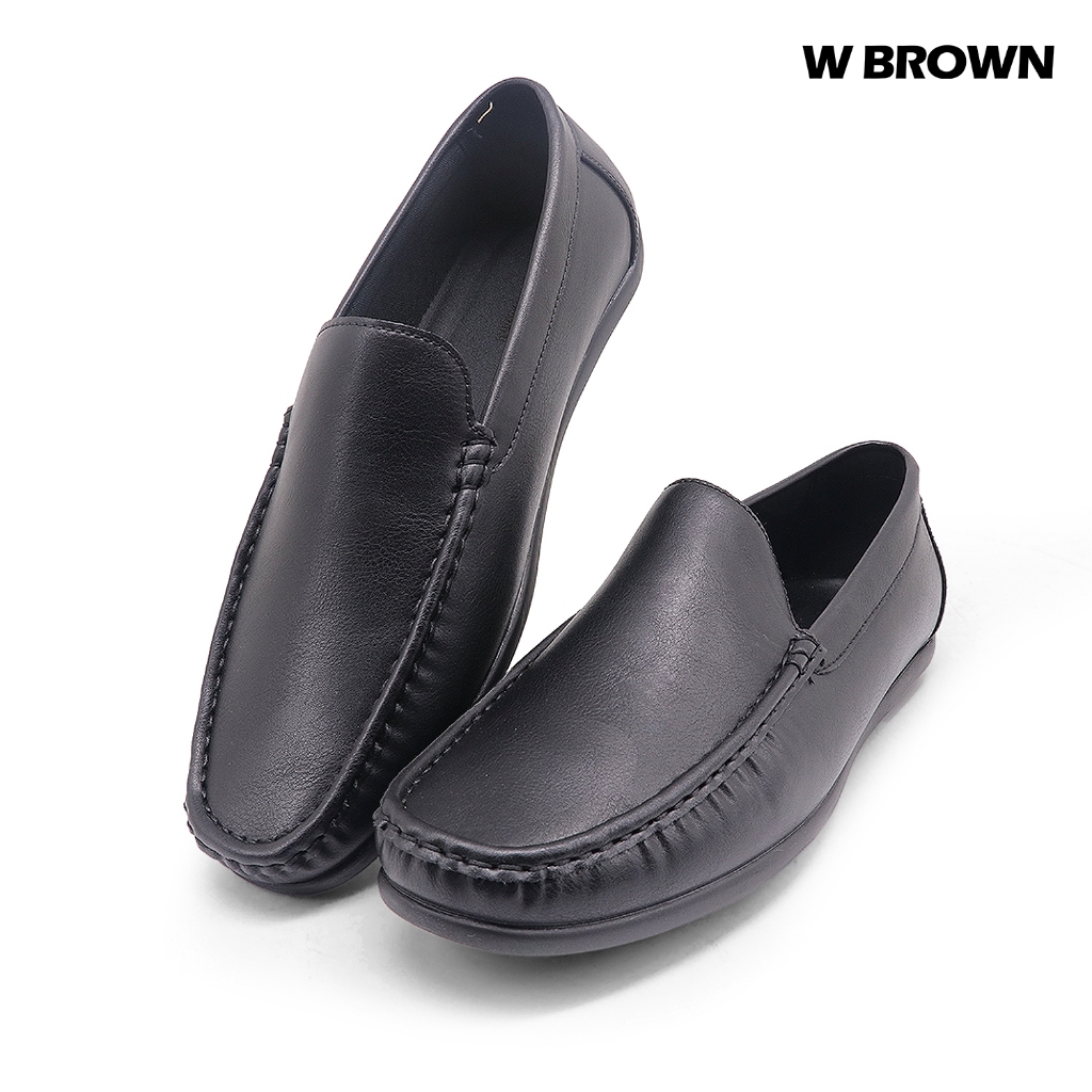 W BROWN Men's Casual Black Shoes Non-Laced Loafer Shoes Formal Shoes ...