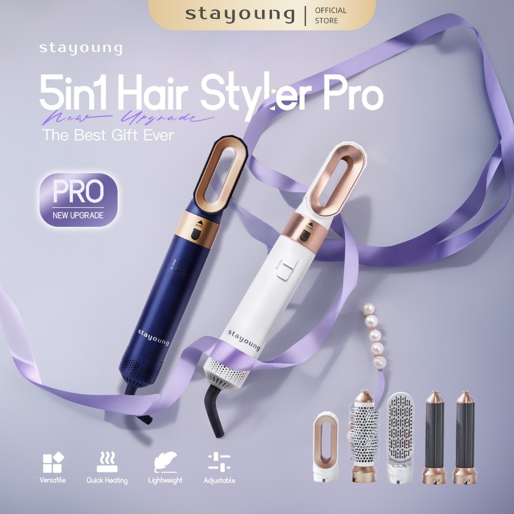 STAYOUNG 5-in-1 Hair Styler Pro, Upgraded, Blower Straightner Curler ...